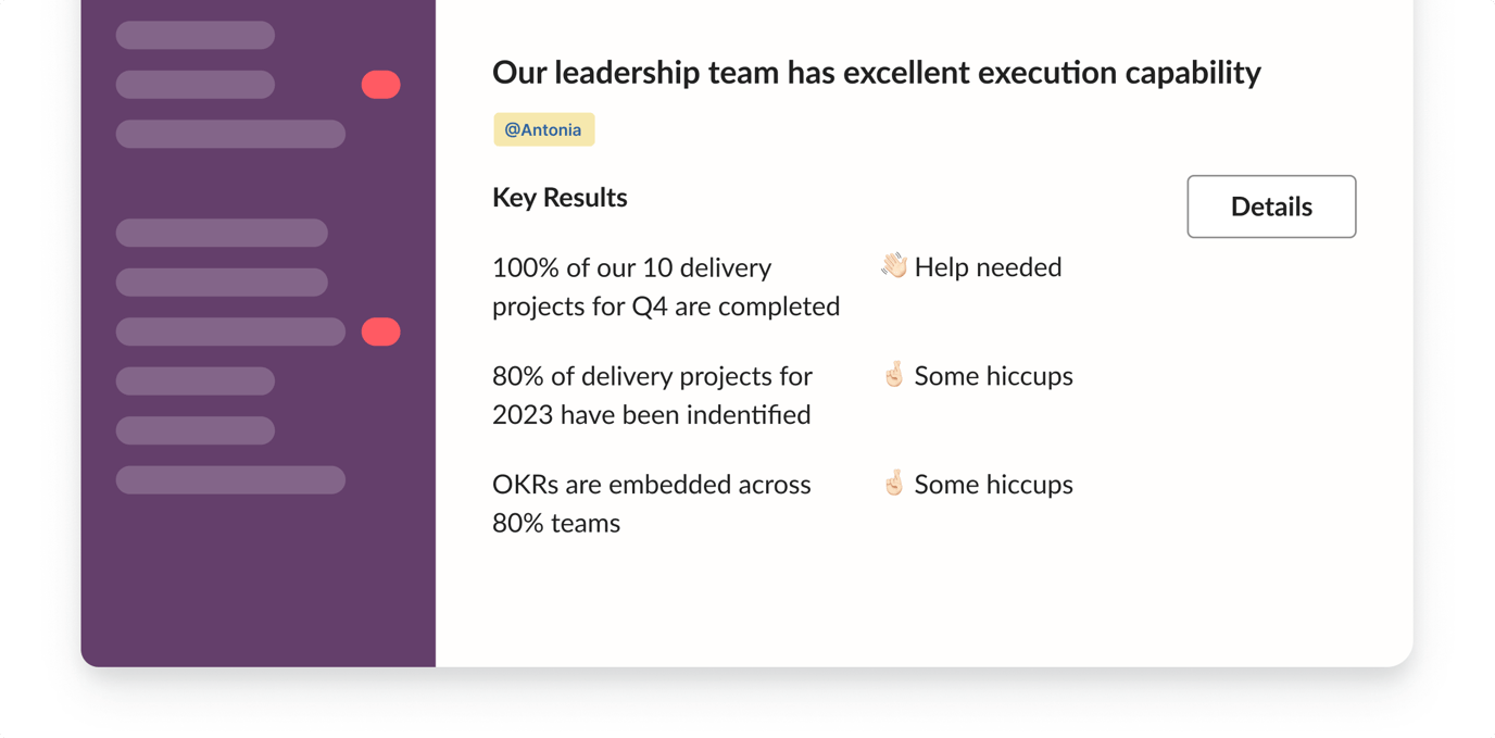Updating OKRs through Slack